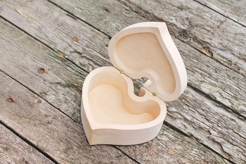 Hinged Heart-box With a Curl Unfinished Wooden With Cover | Etsy