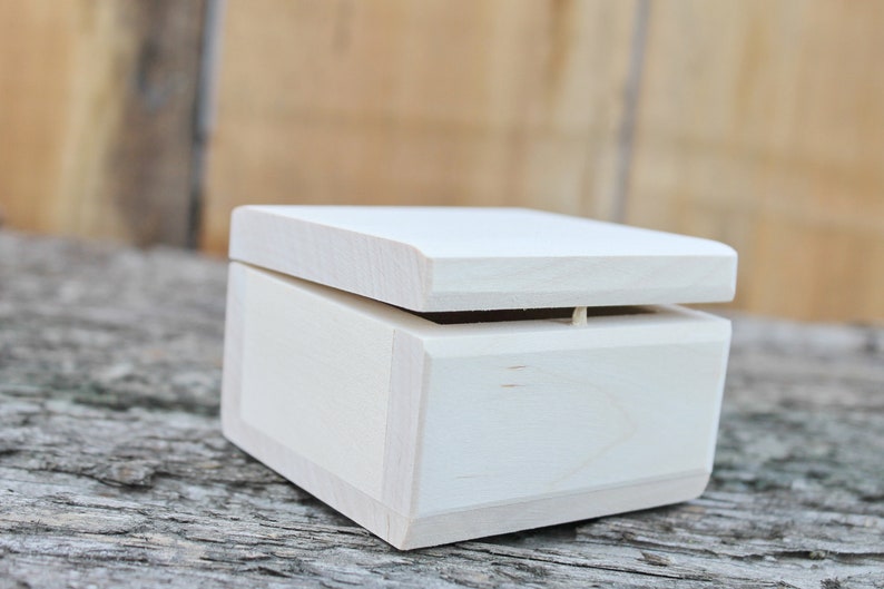 Square Unfinished Wooden Box 80 Mm With Cover on Hinges - Etsy