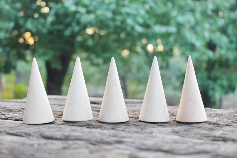 Set of 5 Big Wooden cones 65x35 mm 5 pcs eco friendly | Etsy