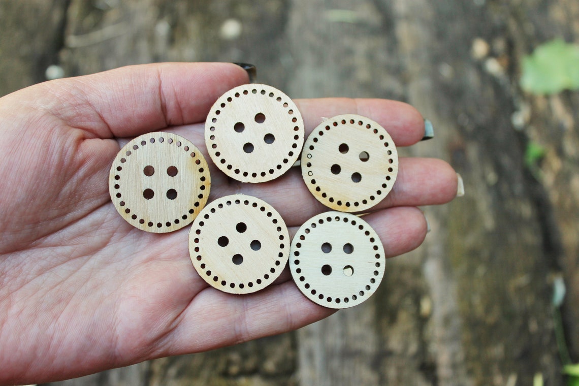 Set of 10 Unfinished Laser Cut Round Buttons 30 Mm 1.2 | Etsy