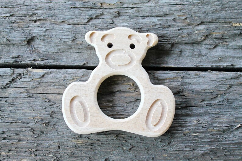 Teddy-bear-teether Natural Eco-friendly Natural Wooden Toy | Etsy
