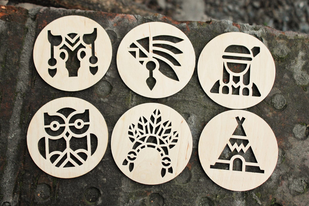 Native American Wooden Coasters - Unfinished Coasters 3.5 Inches - Made ...