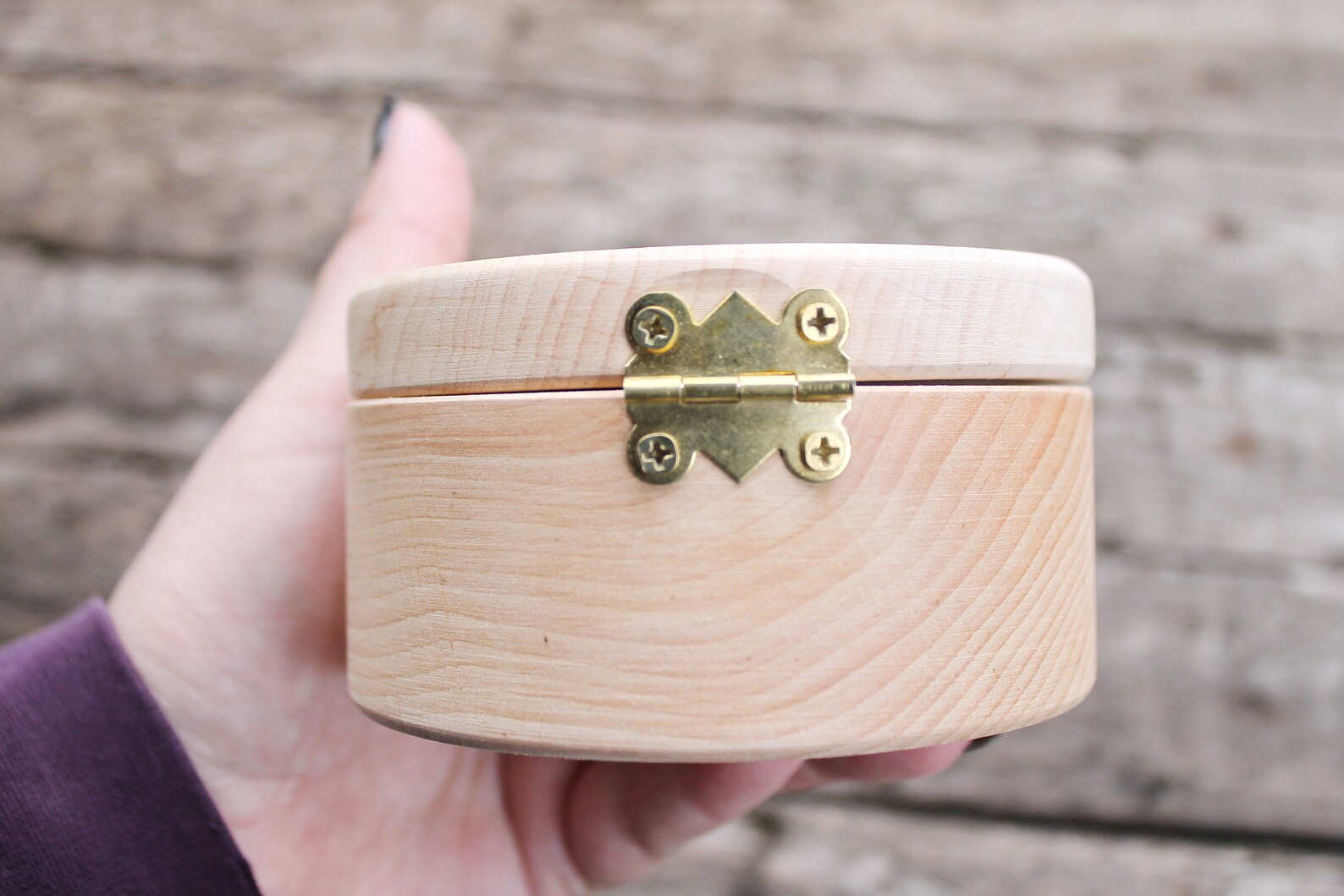 100 mm round unfinished wooden box on hinge natural eco | Etsy