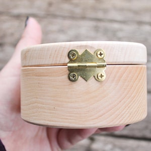 100 mm round unfinished wooden box on hinge natural eco | Etsy