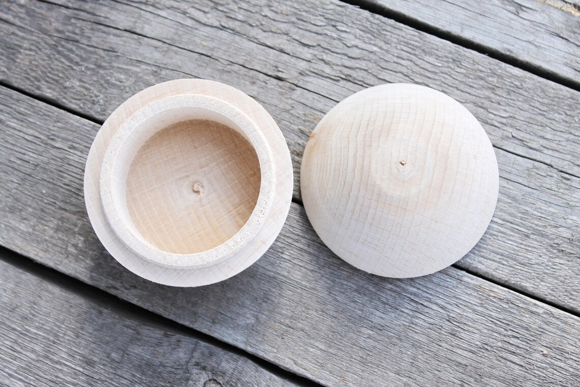 70 Mm Round Unfinished Wooden Box With Cover Natural Eco - Etsy
