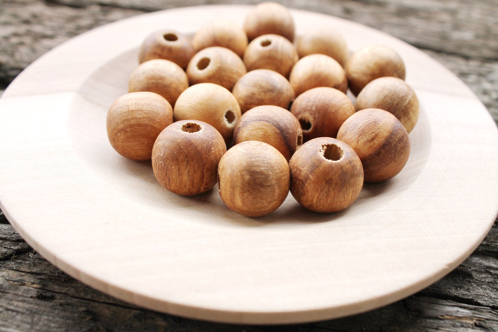 20 Mm Textured Wooden Beads 10 Pieces Natural Eco Friendly - Etsy