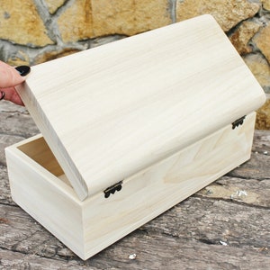 Big Wooden Box Rounded Lid Rectangular Unfinished Wooden Box 300 Mm 11. ...