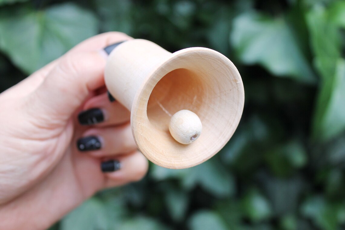 Wooden Bell 65 Mm Unfinished Wooden Bell With Bead Tongue - Etsy