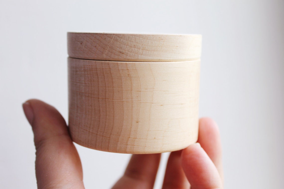 Round Unfinished Wooden Box With Cover Natural Eco - Etsy