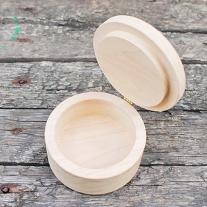 100 Mm Round Unfinished Wooden Box on Hinge Natural Eco - Etsy
