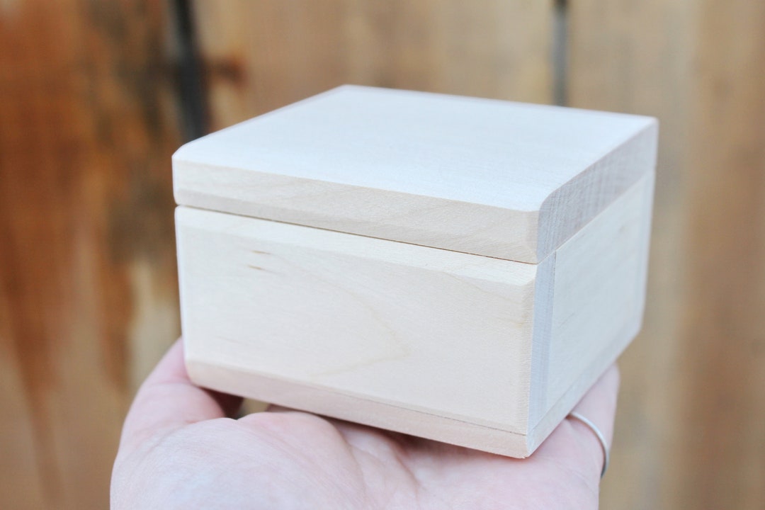 Square Unfinished Wooden Box 80 Mm With Cover on Hinges - Etsy