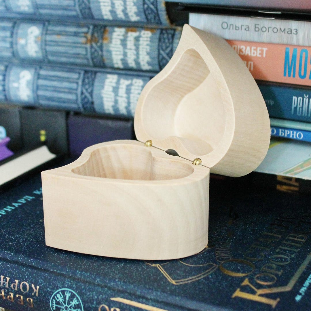 Hinged Big Heart-box Unfinished Wood - Natural Wooden Box - Wedding ...