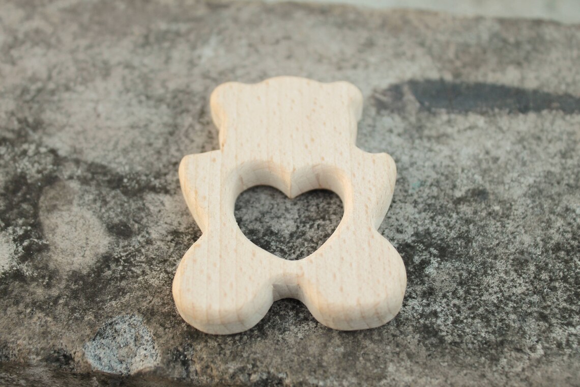 Bear-teether With Heart Natural Eco-friendly Natural - Etsy