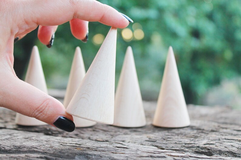 Set of 5 Big Wooden Cones 65x35 Mm 5 Pcs Eco Friendly - Etsy