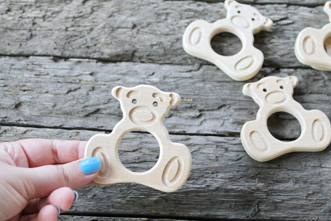Teddy-bear-teether Natural Eco-friendly Natural Wooden Toy | Etsy