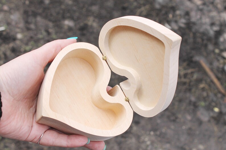 Hinged Heart-box with a curl unfinished wooden with cover | Etsy