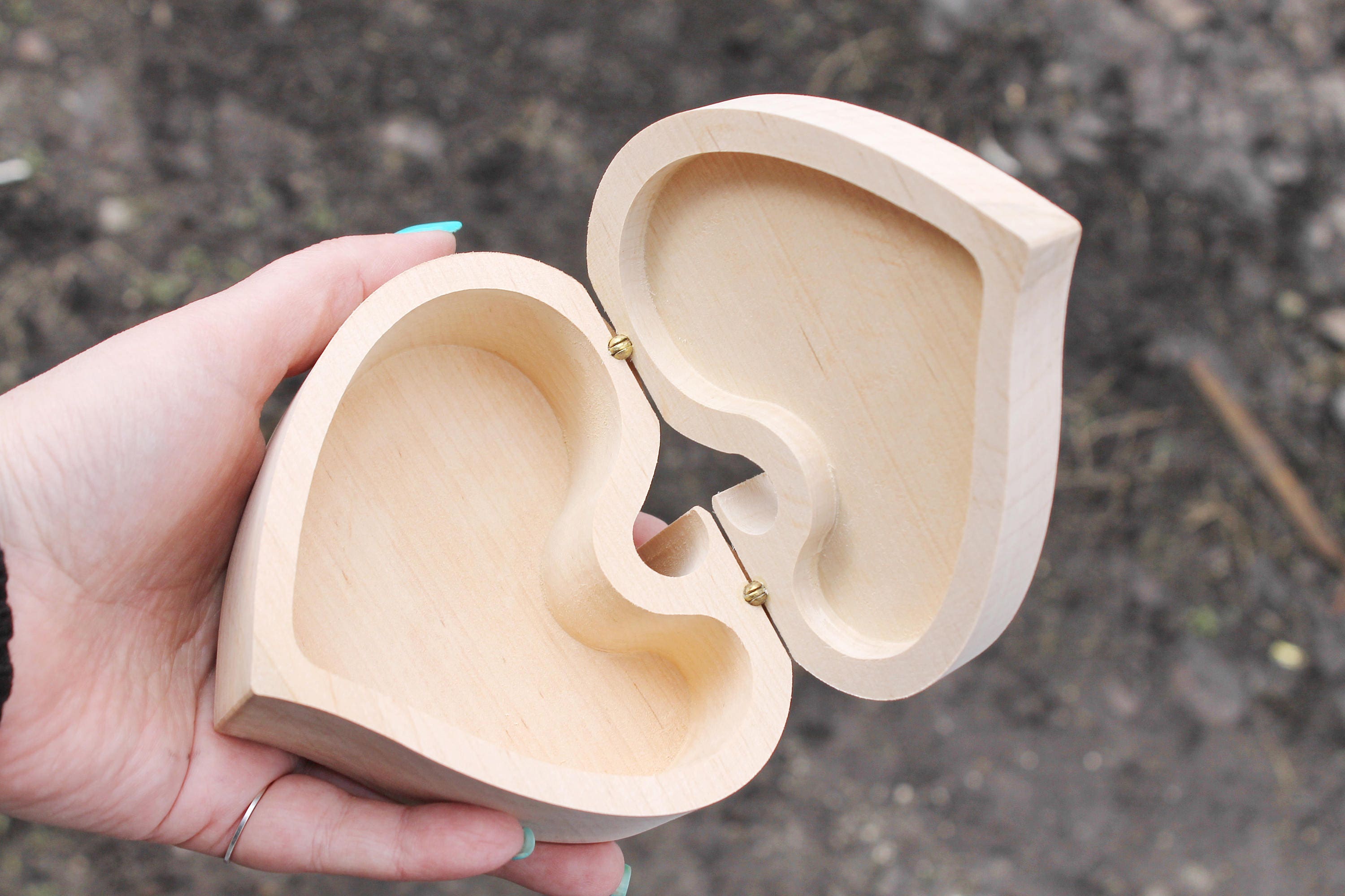 Hinged Heart-box With a Curl Unfinished Wooden With Cover | Etsy