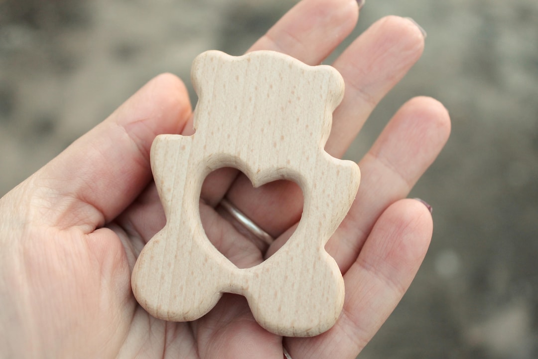 Bear-teether With Heart, Natural, Eco-friendly Natural Wooden Toy ...