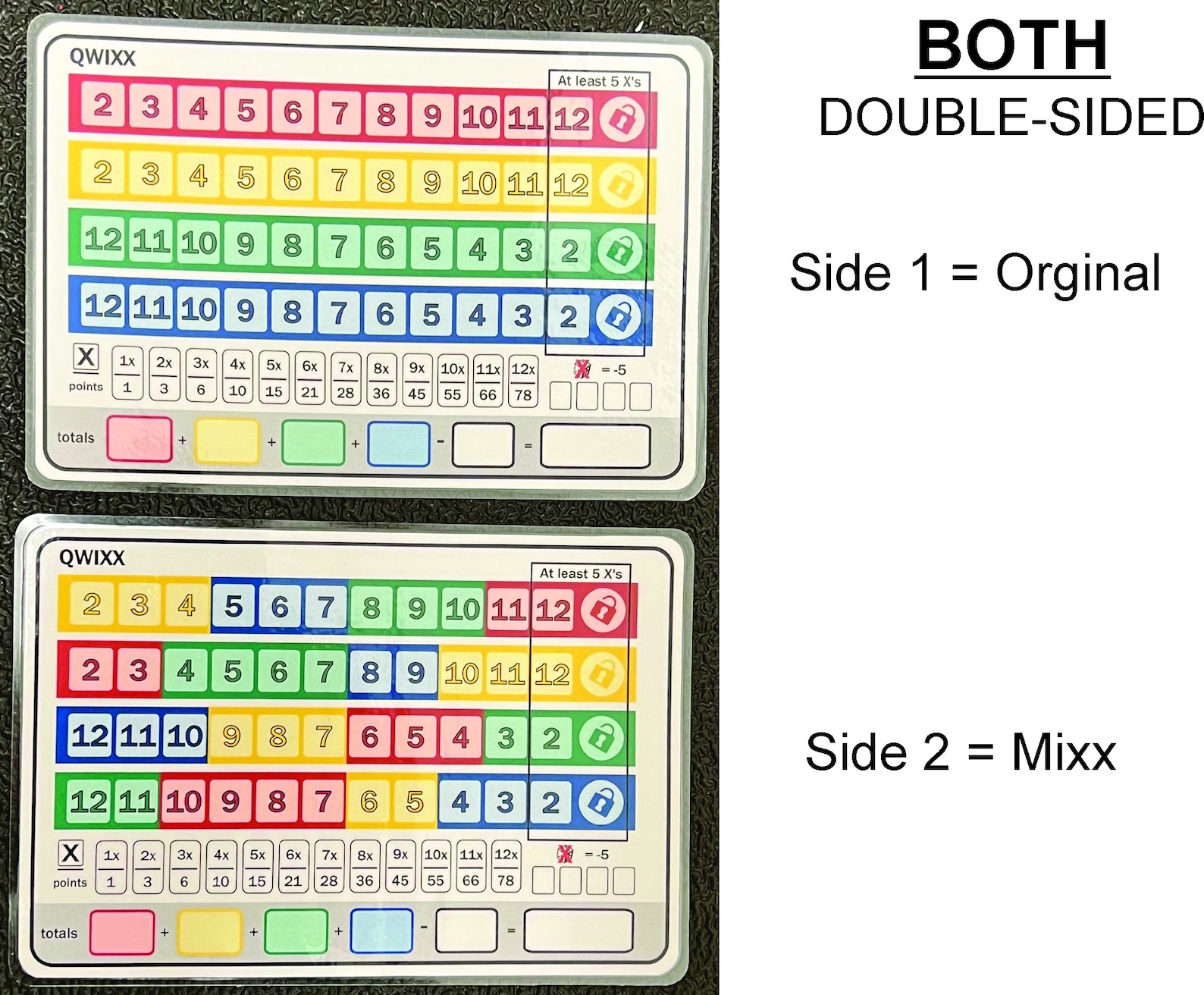 Qwixx Scoresheet, Dry Erase, Reusable, Fun, Double Sided. - Etsy