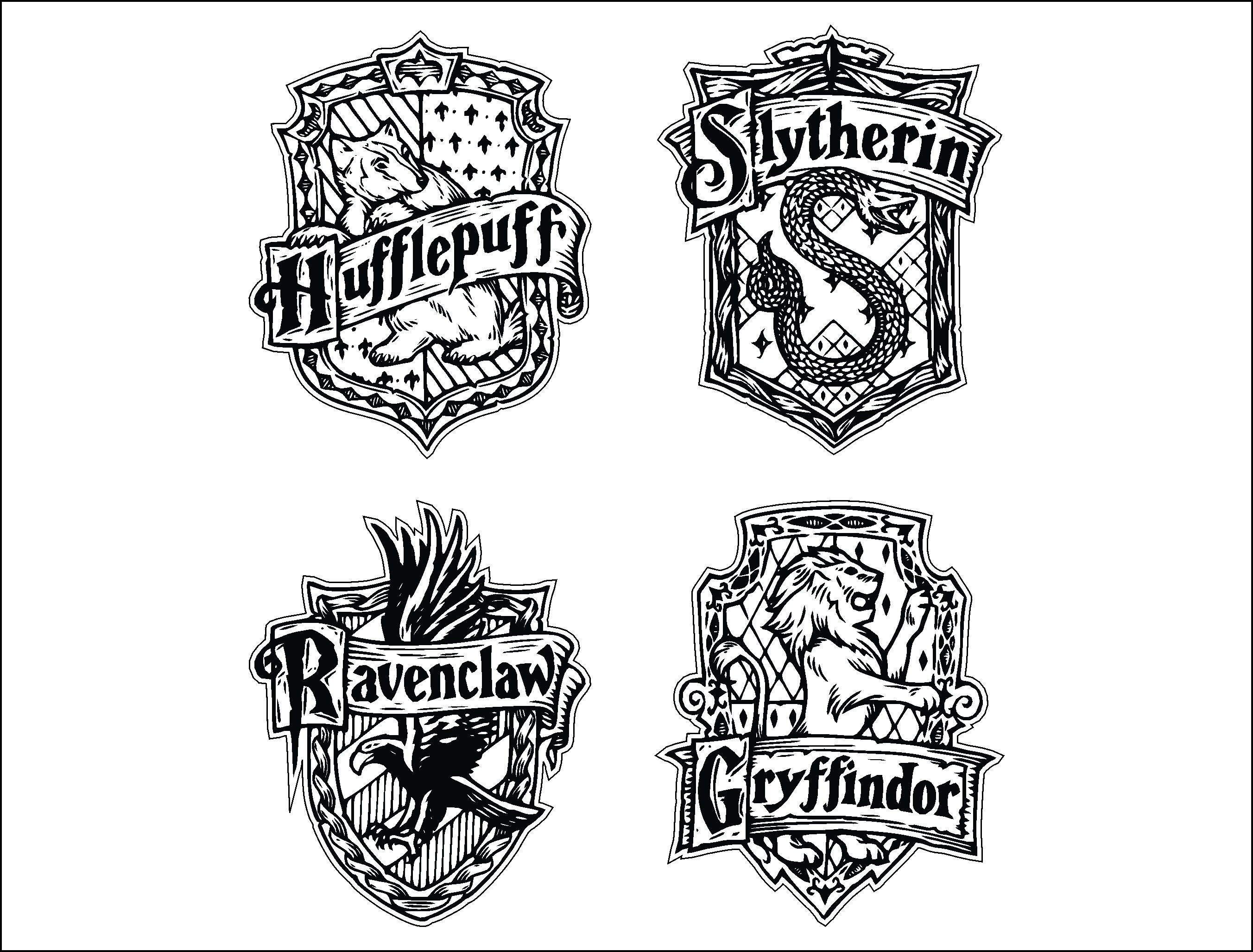 Hogwarts House Crest Black And White