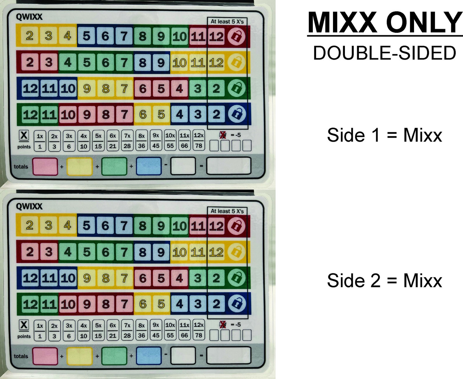 Qwixx Scoresheet, Dry Erase, Reusable, Fun, Double Sided. - Etsy