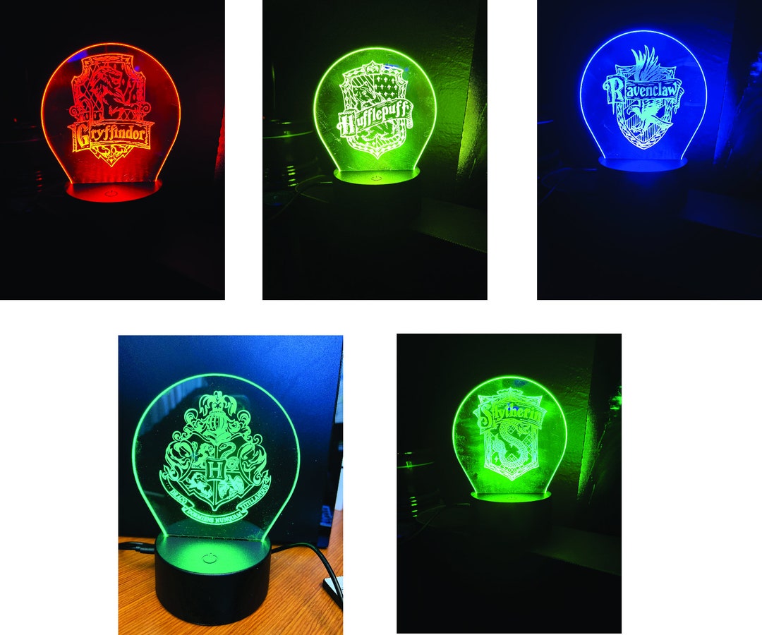 Harry Potter Night Light, RGB Light, Engraved, Hogwart Houses ...