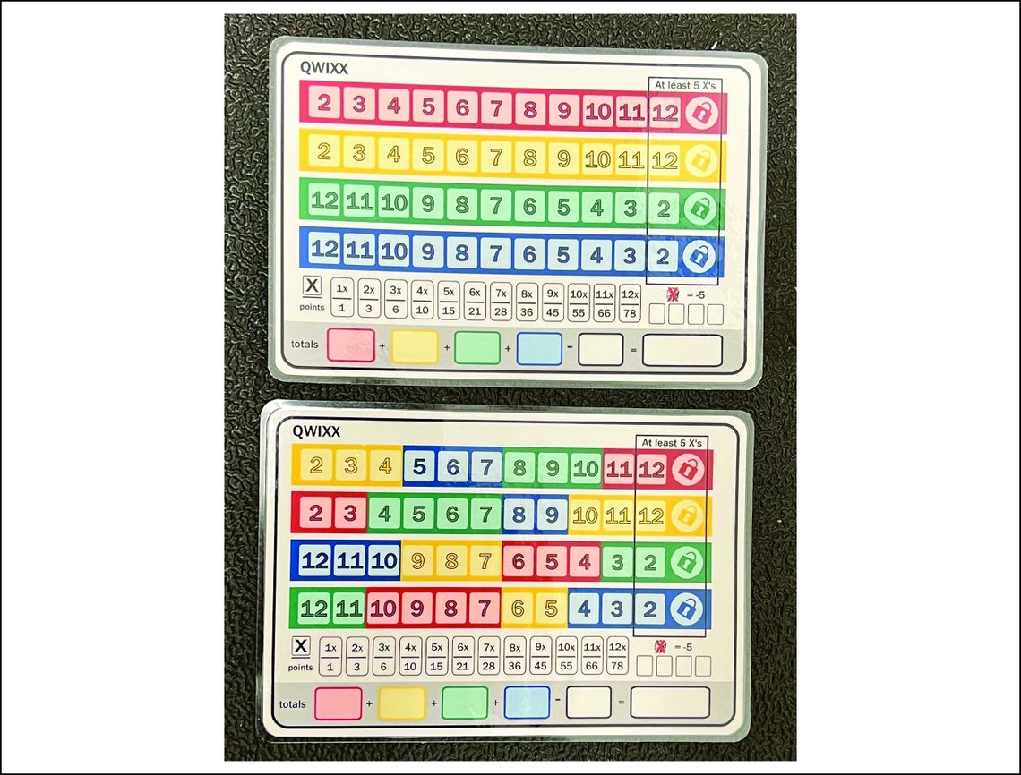 Qwixx Scoresheet, Dry Erase, Reusable, Fun, Double Sided. - Etsy