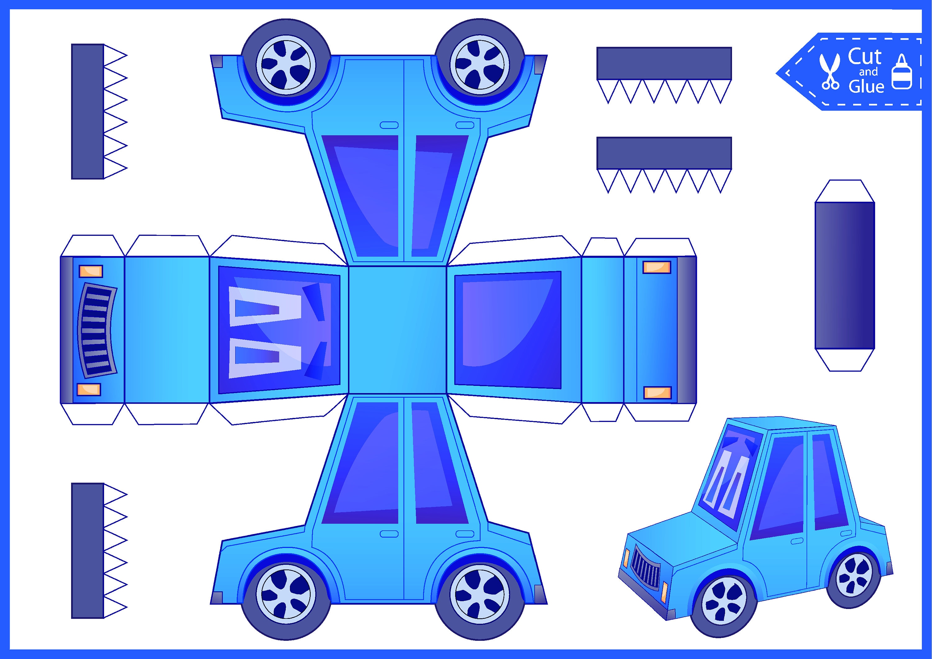 Printable Cut and Glue Car for Kids, Fun, Entertainment. - Etsy