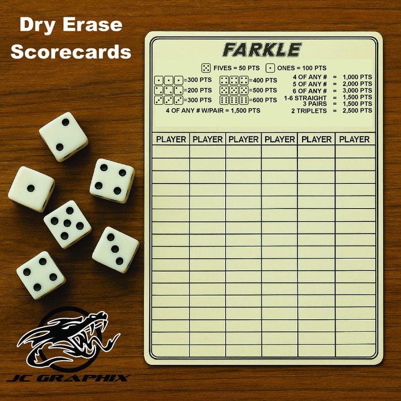 Large Farkle Scoresheet, Dry Erase, Reusable, Fun, Double Sided. - Etsy