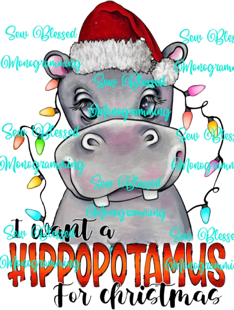 I Want a Hippopotamus for Christmas Cute Hippo Png - Etsy