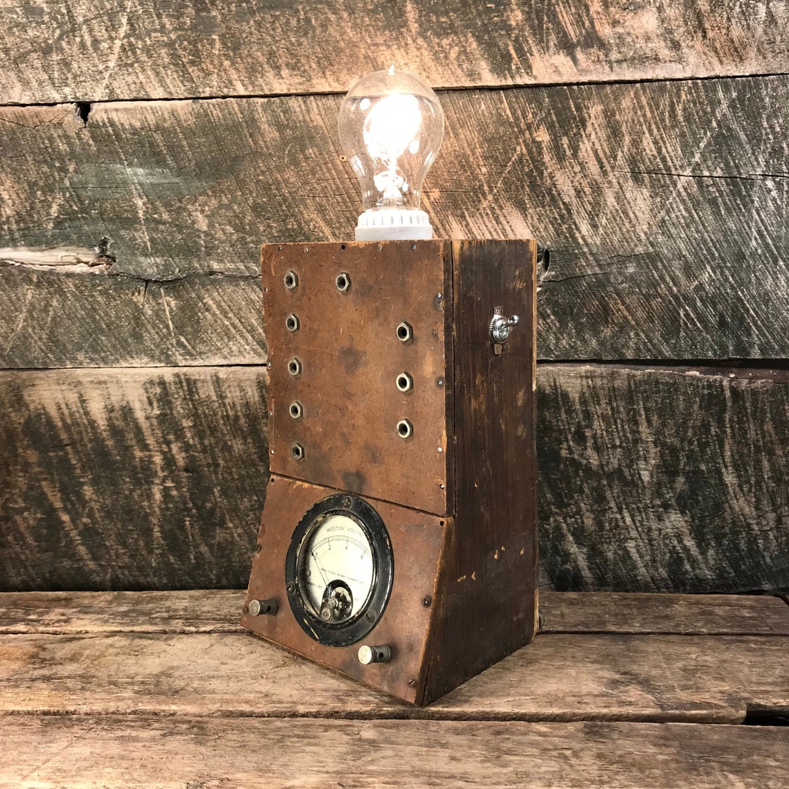 Analog Voltmeter Lamp - Industrial Lighting Rustic Edison Table Lamp - Etsy