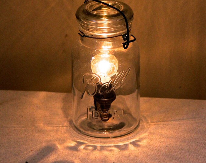 Vintage Upcycled Ideal Ball Jar Lamp - Bedside Lamp, Table Lamp, Desk ...