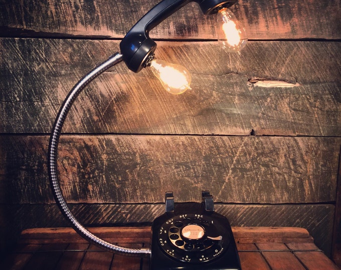 Vintage Black Rotary Phone Lamp - Gooseneck Desk Lamp, Home Office ...