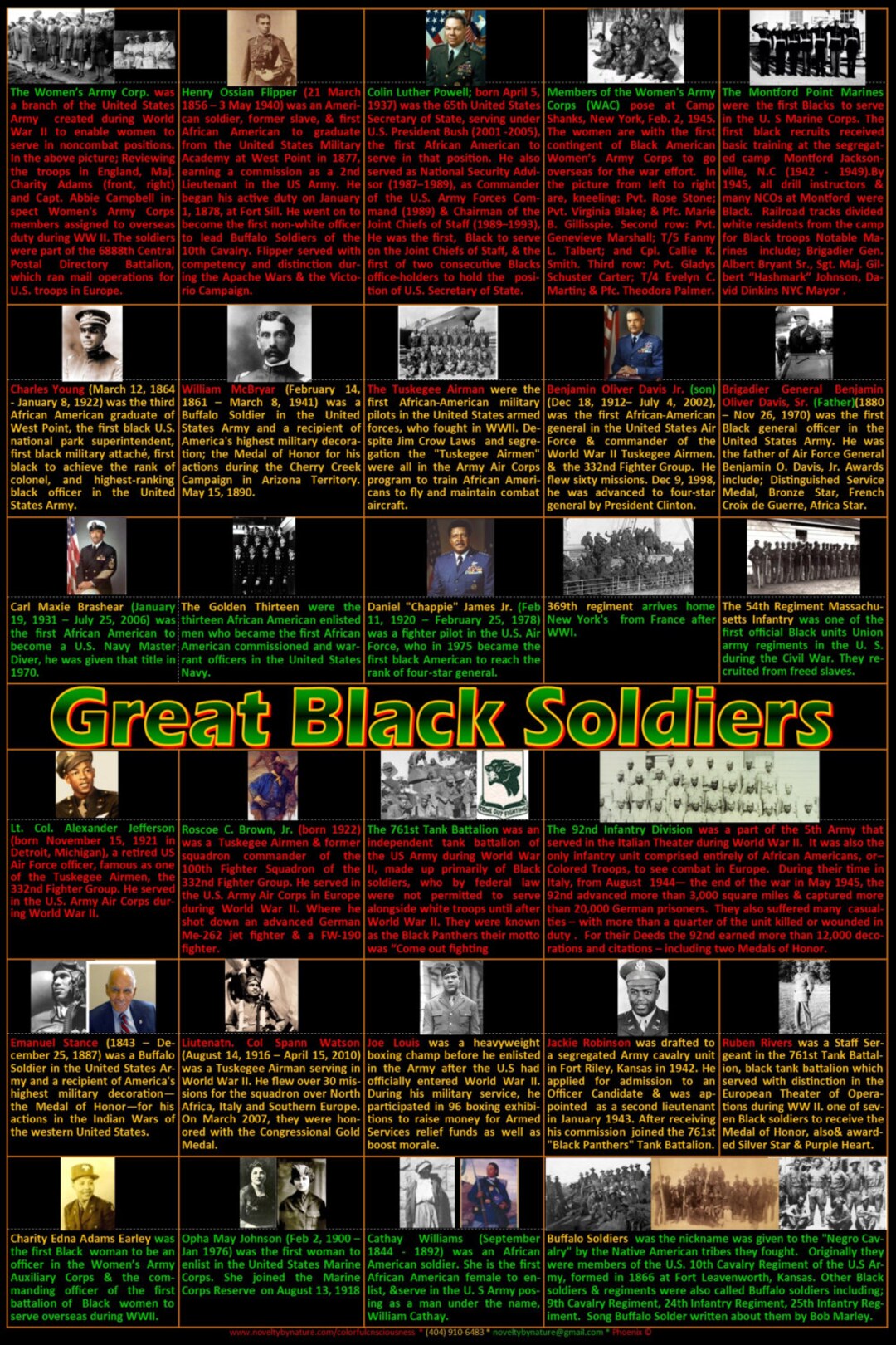 Great Black Soldiers, Blacks in Military, Black History Posters ...