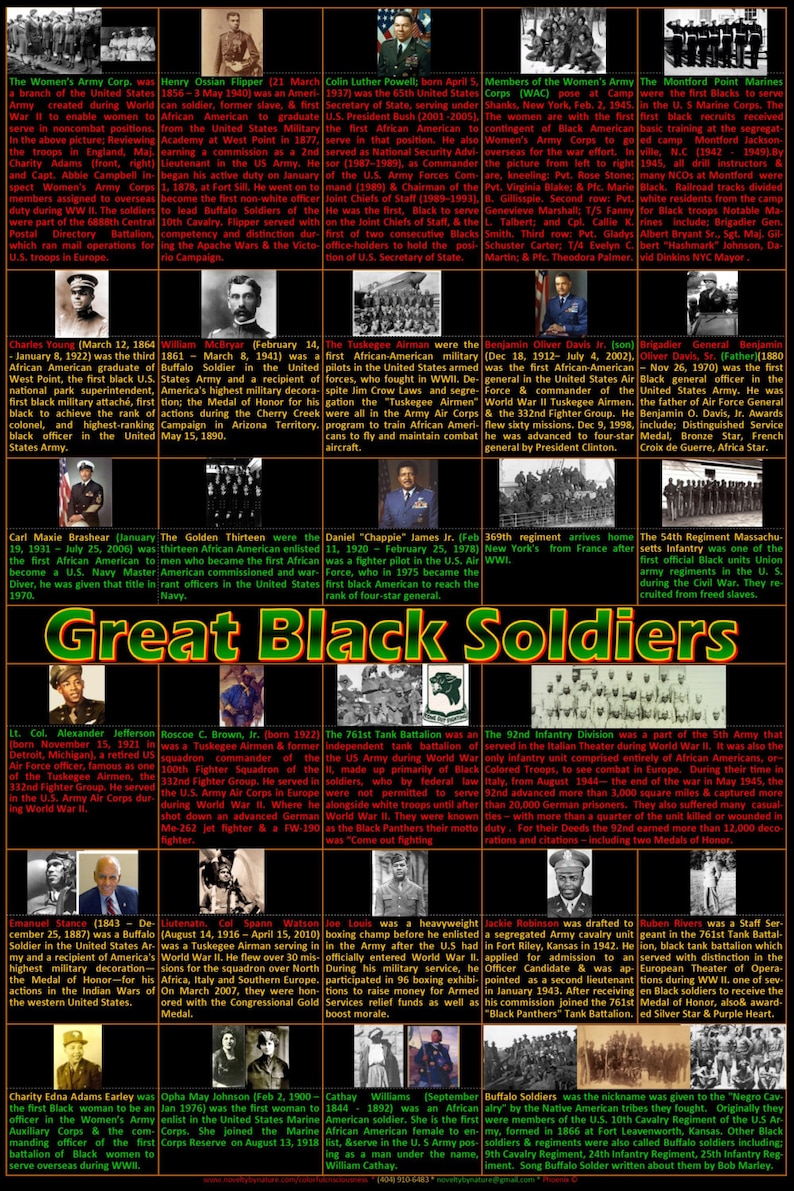 Great Black Soldiers, Blacks in Military, Black History Posters ...