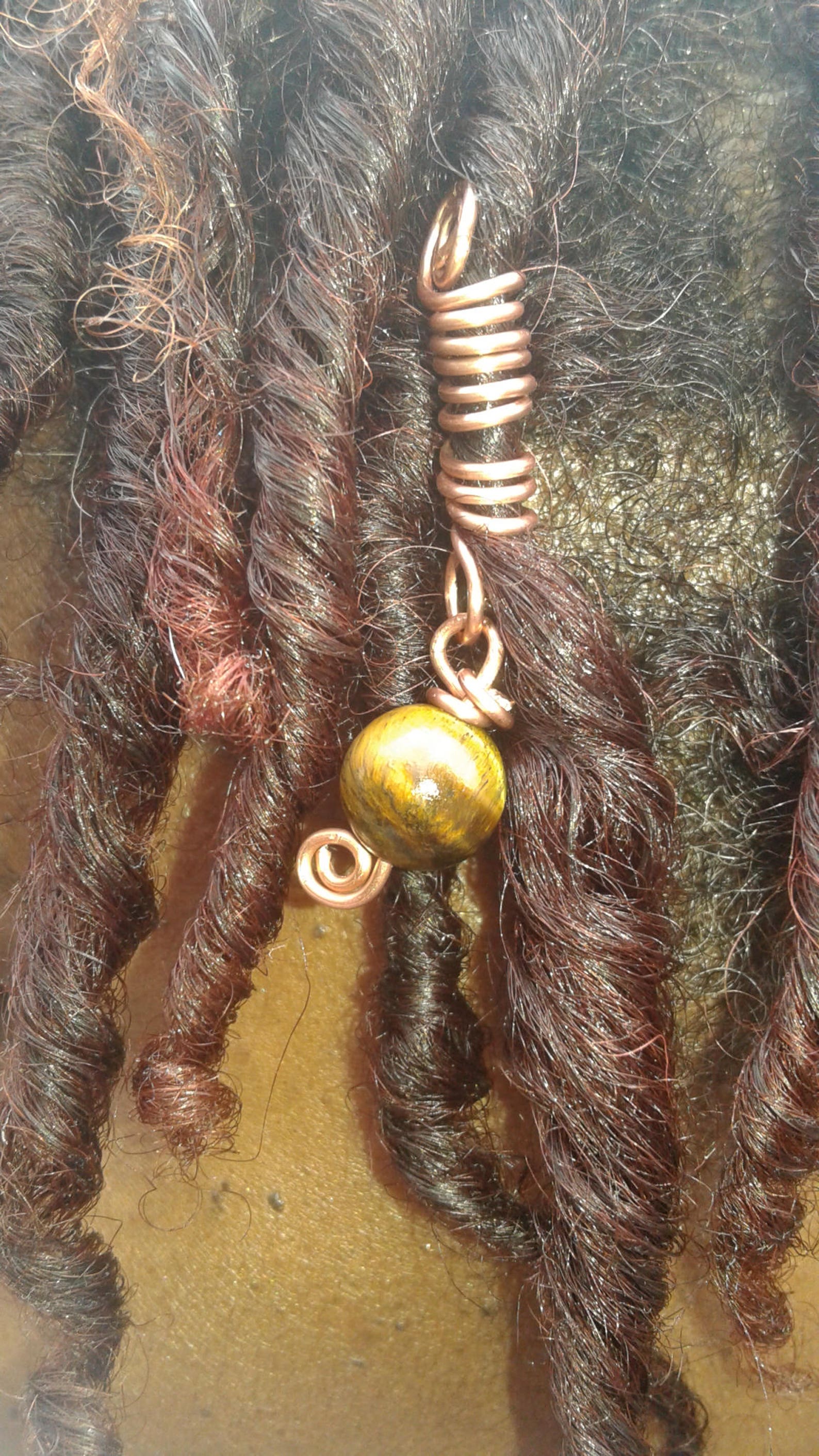 Tigers Eye Crystal Loc Jewelry, Dread Loc Jewlery, Rasta Jewelry, Hair ...