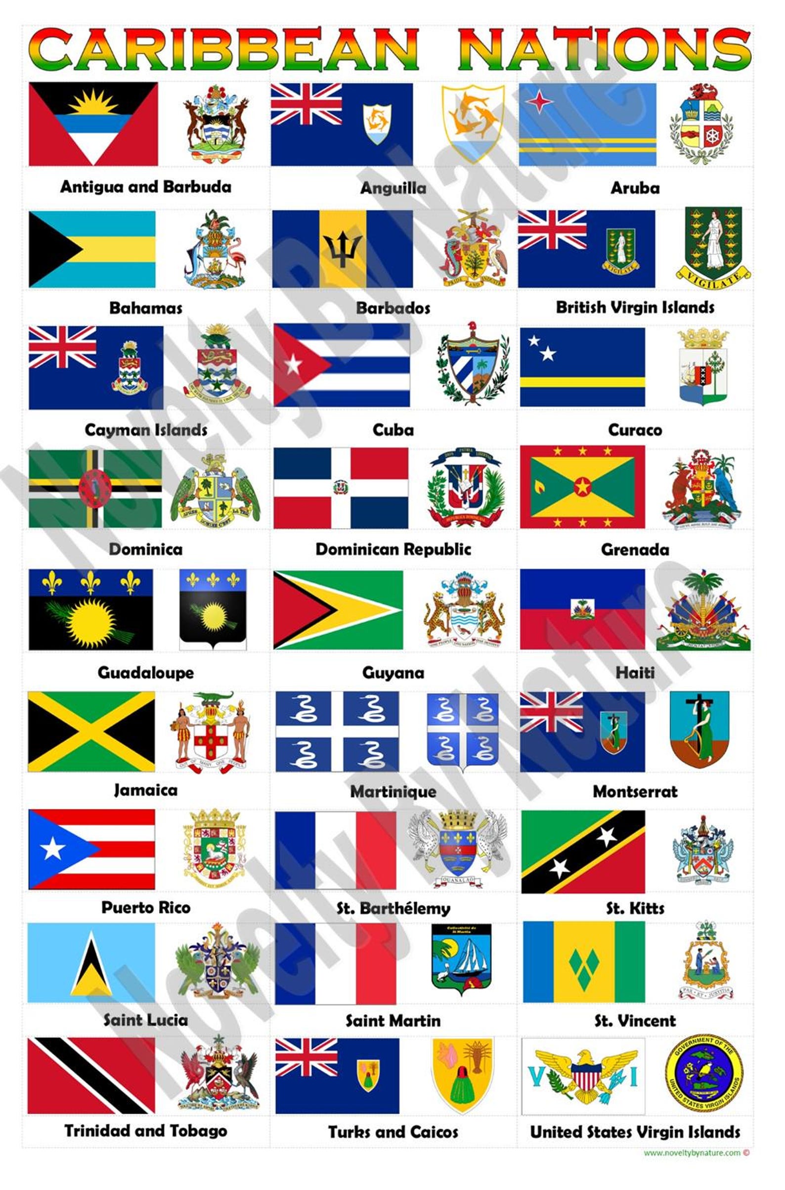 Caribbean Nation Flag Posters, North, South & Central America Flags - Etsy