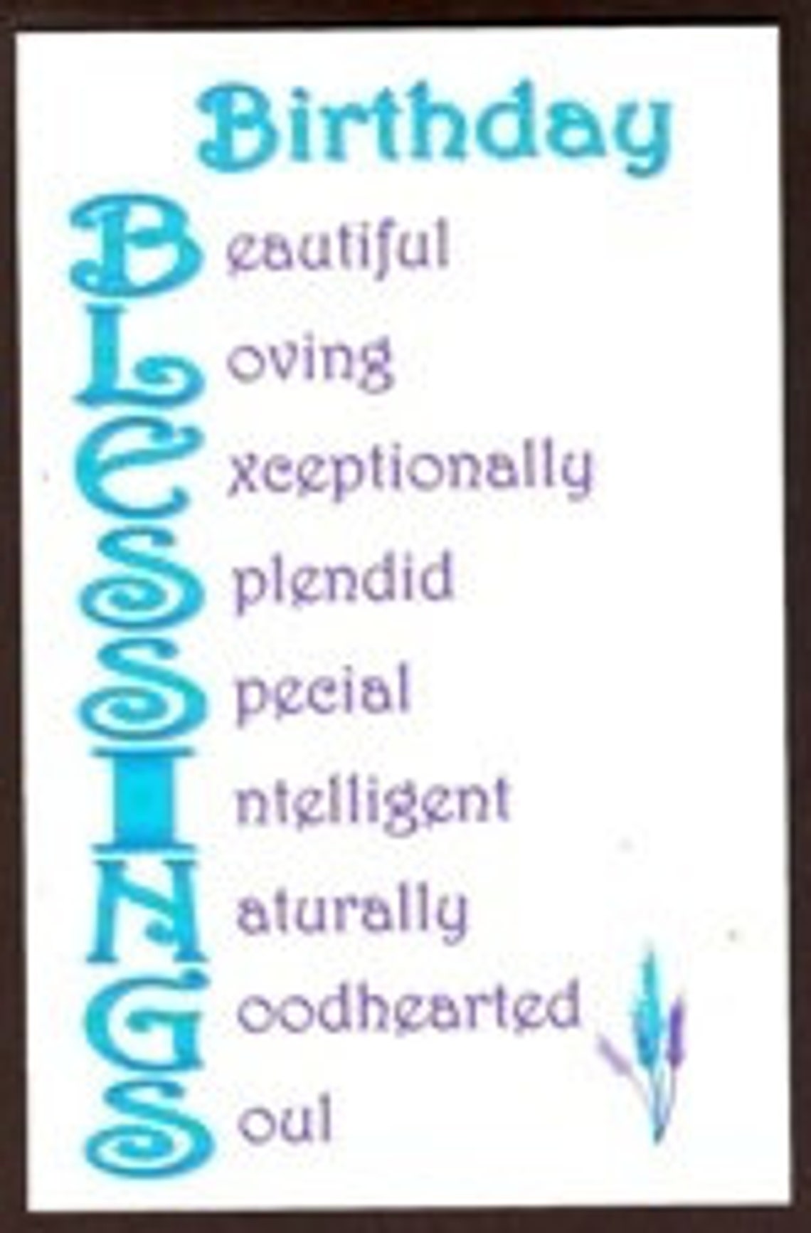 Personalized Custom Acrostic Poetry Birthday Cards for Any - Etsy
