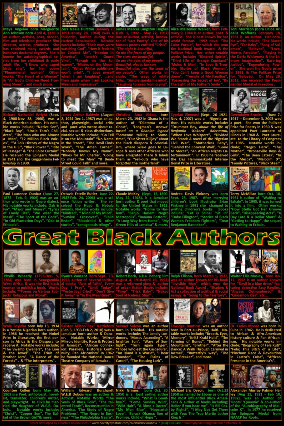 Great Black Authors Poster, Black History Poster - Etsy