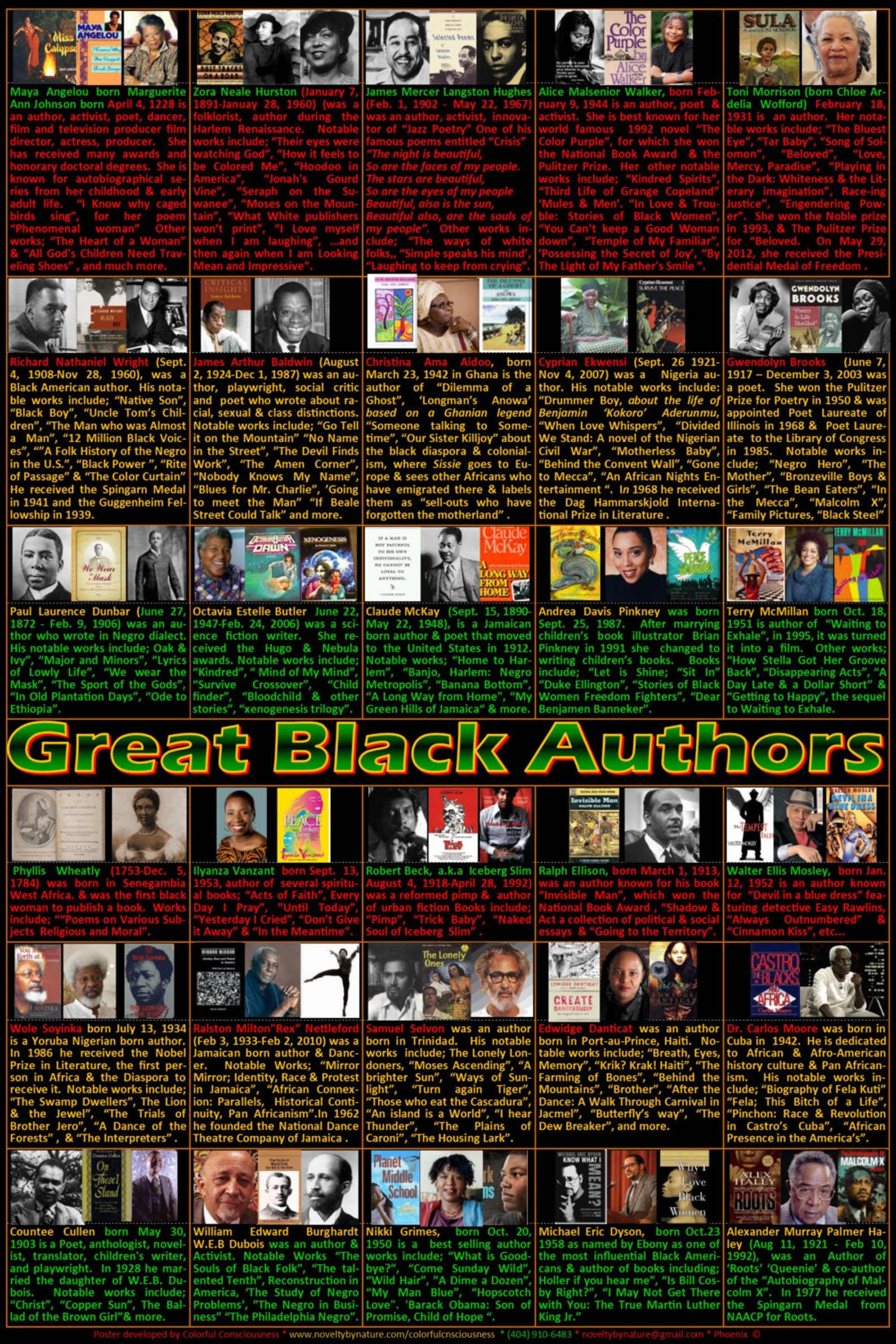 Great Black Authors Poster, Black History Poster - Etsy