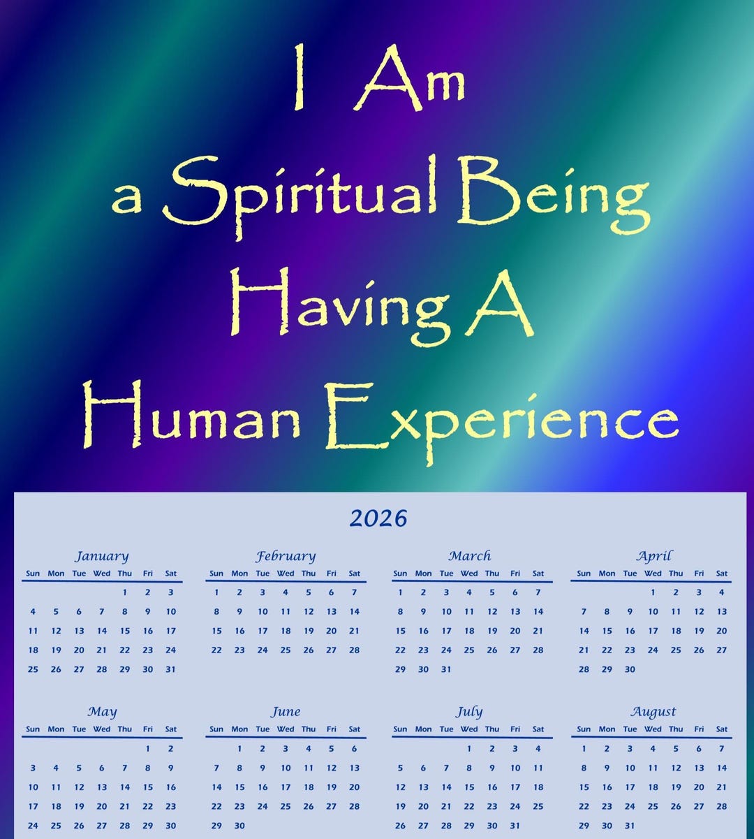 2026 Calendar Positive Affirmation Spiritual Affirmation - Etsy