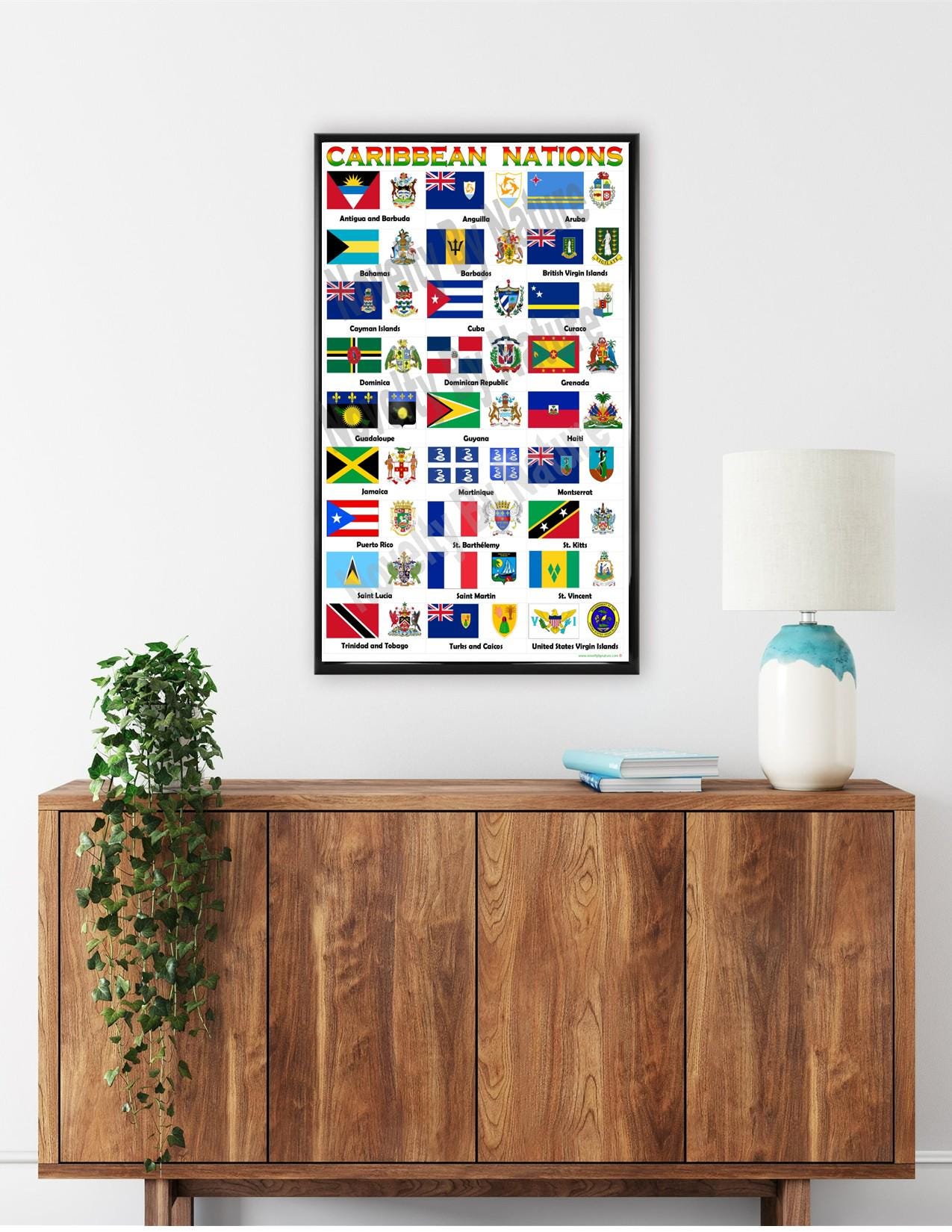 Caribbean Nation Flag Posters, North, South & Central America Flags - Etsy