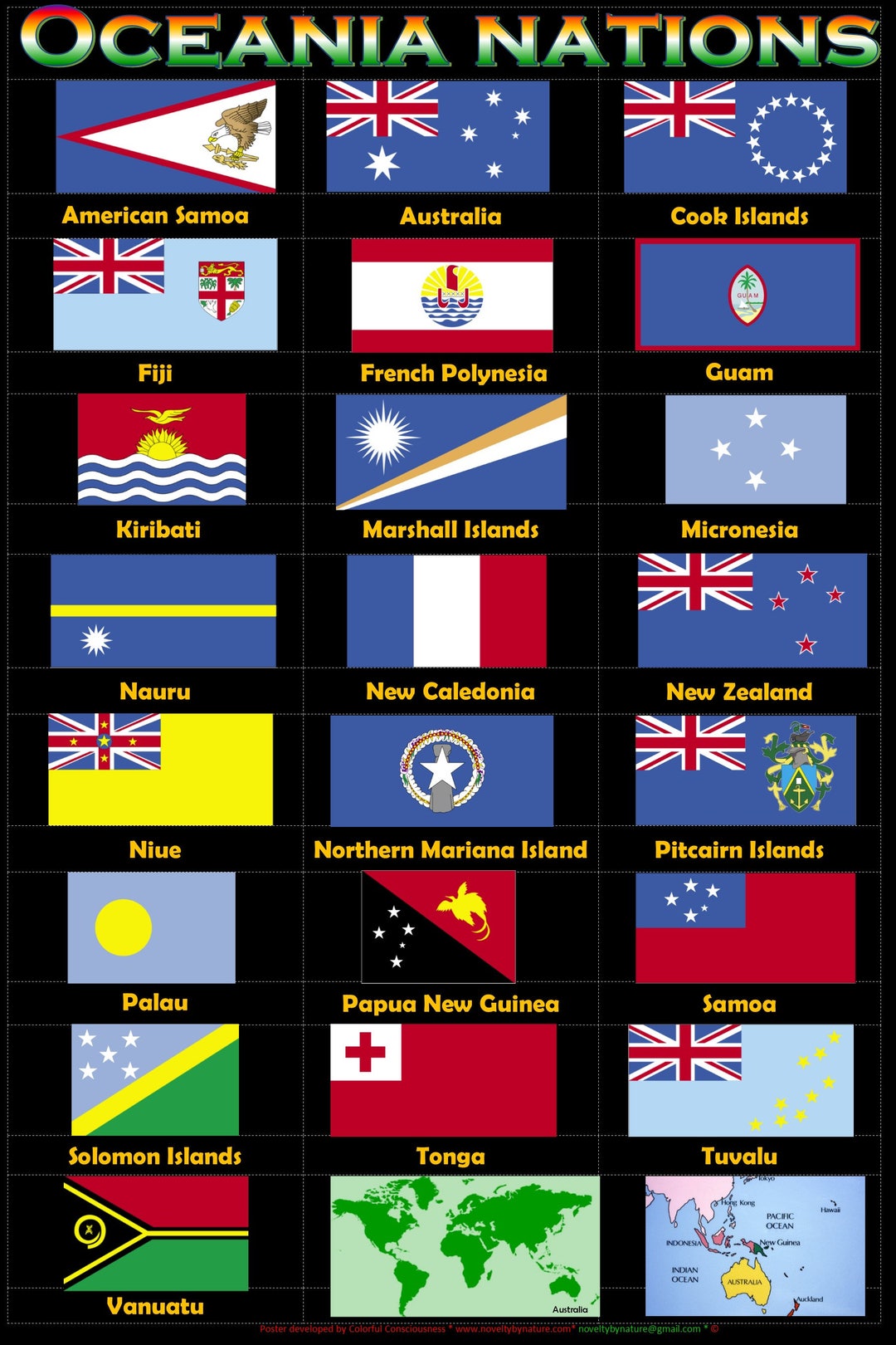 Oceania Nation Flag Posters Poster. World Flags Poster - Etsy