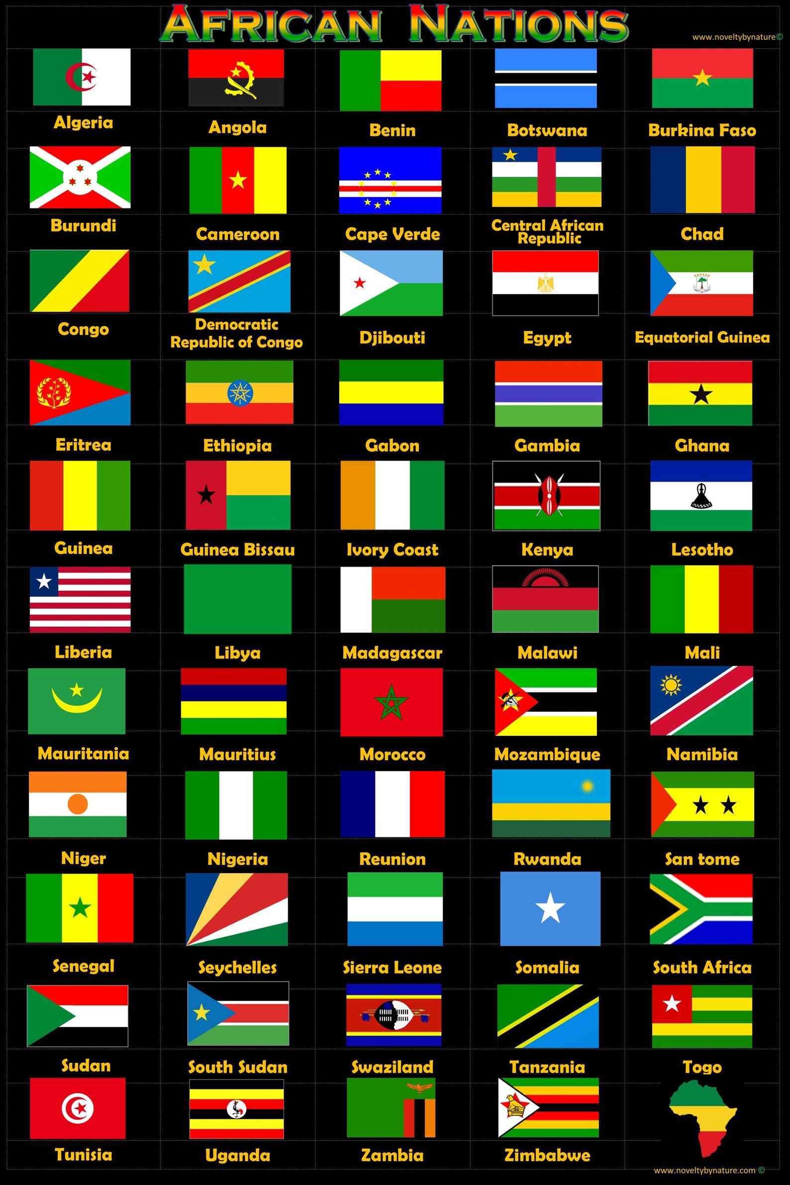 Digital File for Nation Flags Poster, African Nation Flags Poster ...