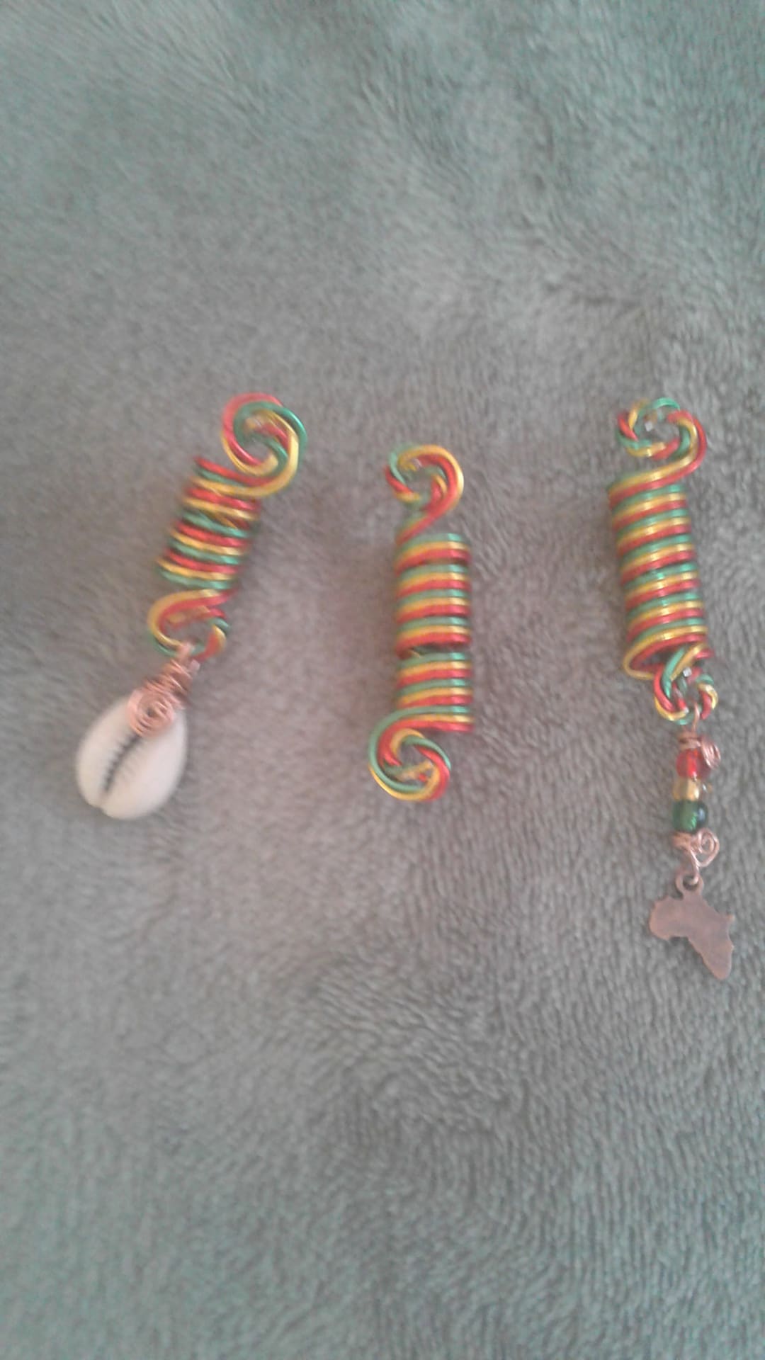 3 Red,gold and Green Colored Loc Loopies. Dreadlock Jewelry, Loc ...