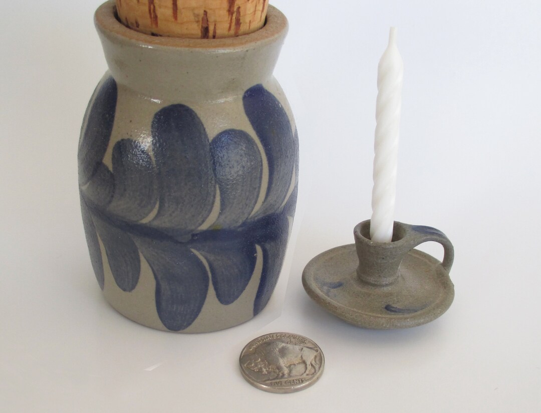 Rowe Pottery Works Miniature Chamber Candlestick Rpw Salt Glazed Blue ...