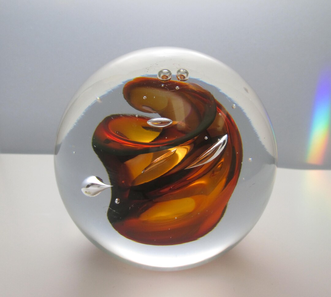 Adam Jablonski Glass Paperweight Paper Weight Signed AJ With Sticker ...