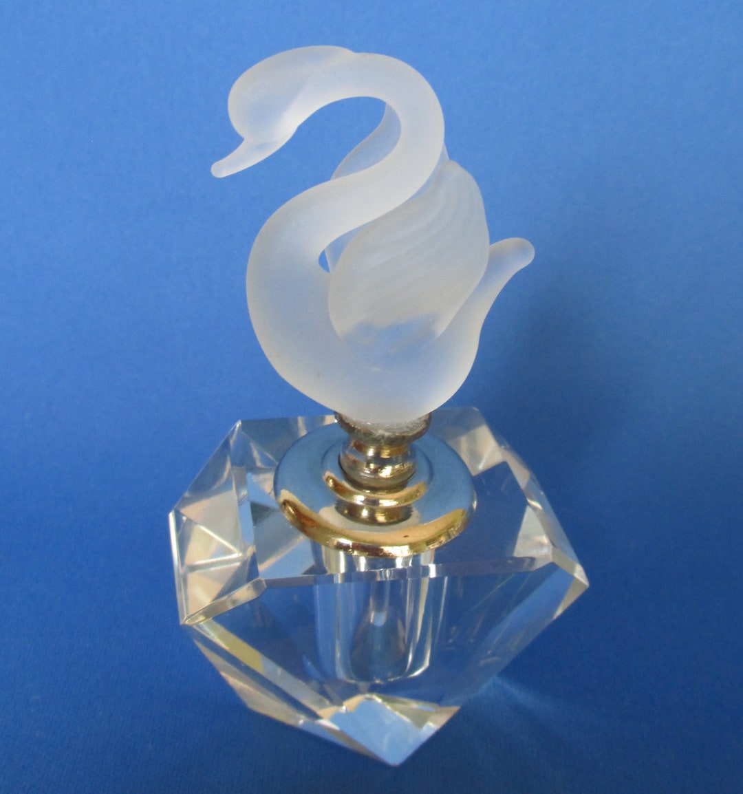 Crystal Perfume Bottle Screw on Dauber/dabber Frosted Swan Top ...