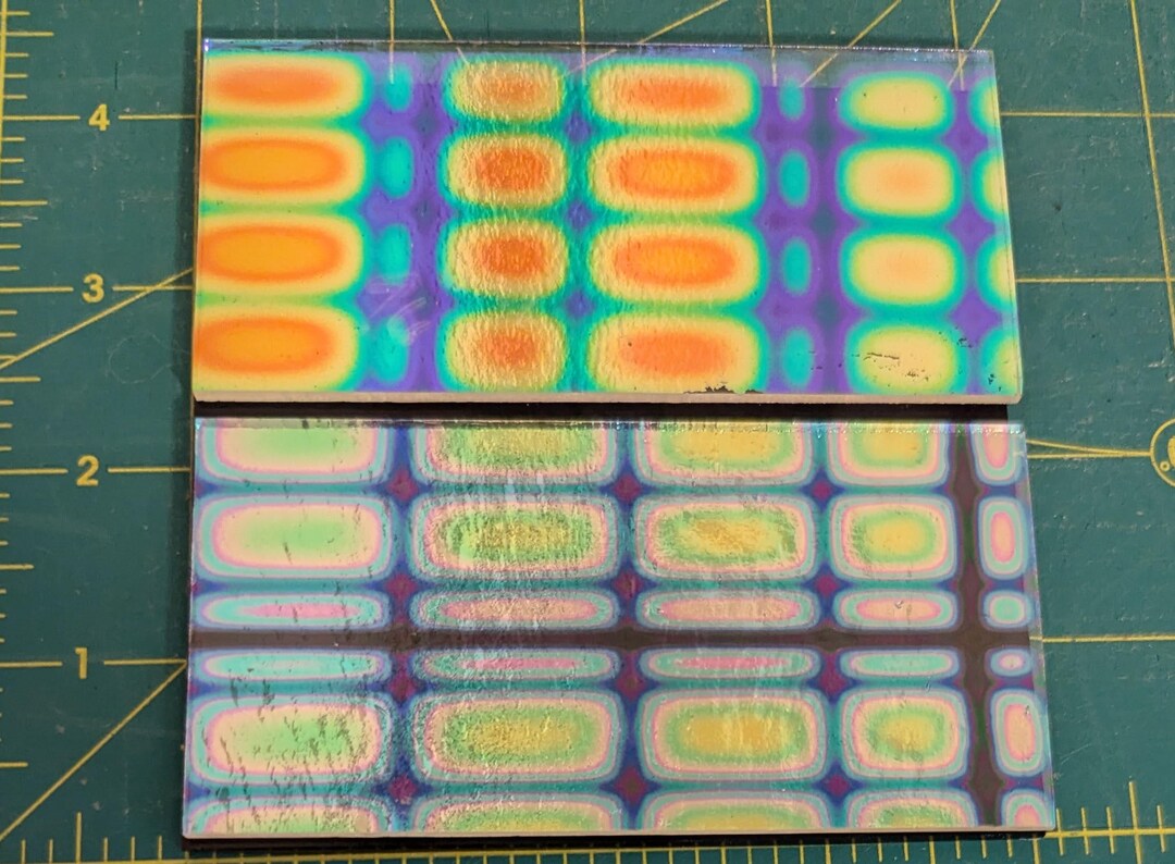 96 COE Austin Thin Films Tie-dye Dichroic Thin Clear Glass Two Pieces ...