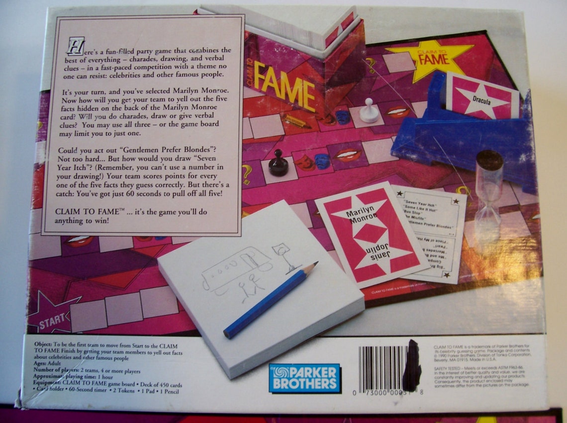 Vintage Claim to Fame Game by Parker Brothers Adult Team 4 or - Etsy